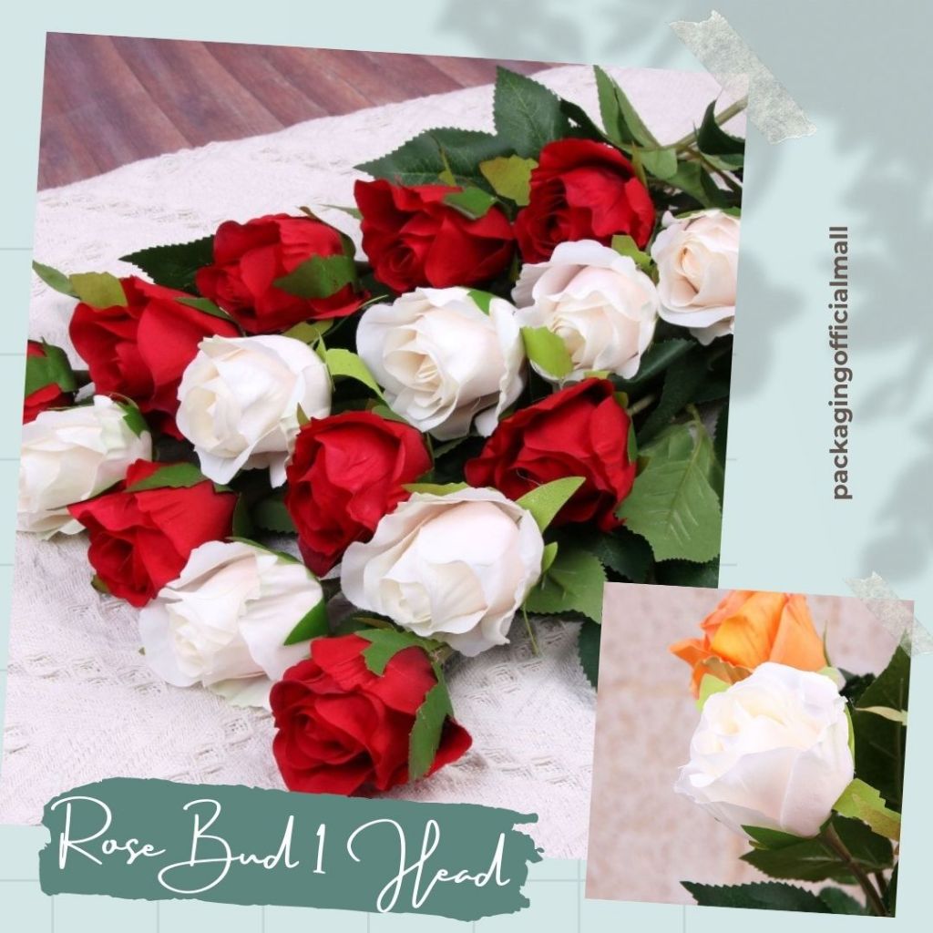 Jual ROSE BUD 1 HEAD / KEPALA BUNGA PALSU / BUNGA BUKET / BUNGA KERING ...