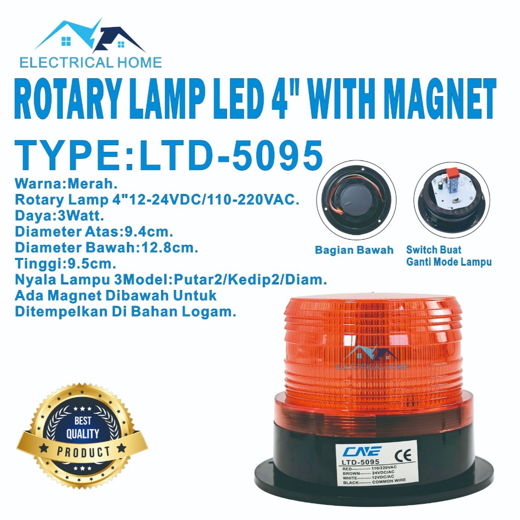 Jual ROTARY LAMP LTD-5095 LED 4" MERAH WITH MAGNET | Shopee Indonesia