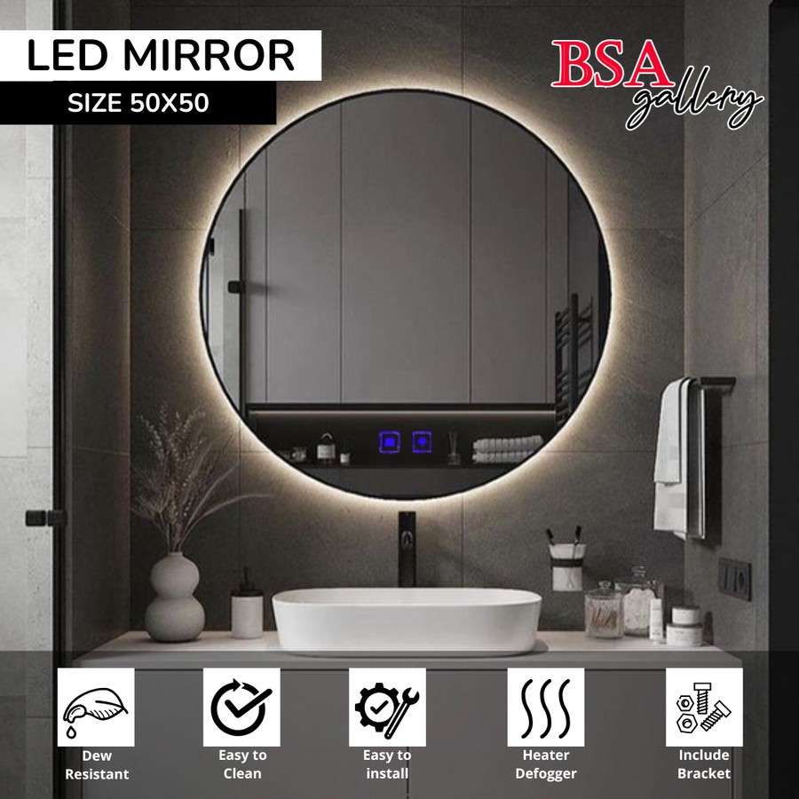 Jual KACA CERMIN BULAT LED DINDING MAKE UP/SMART MIRROR ROUND SENSOR ...