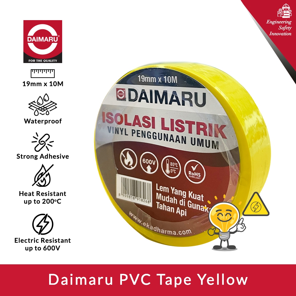 Jual Daimaru PVC Insulation Tape Yellow Isolasi Listrik Warna Kuning 19 ...