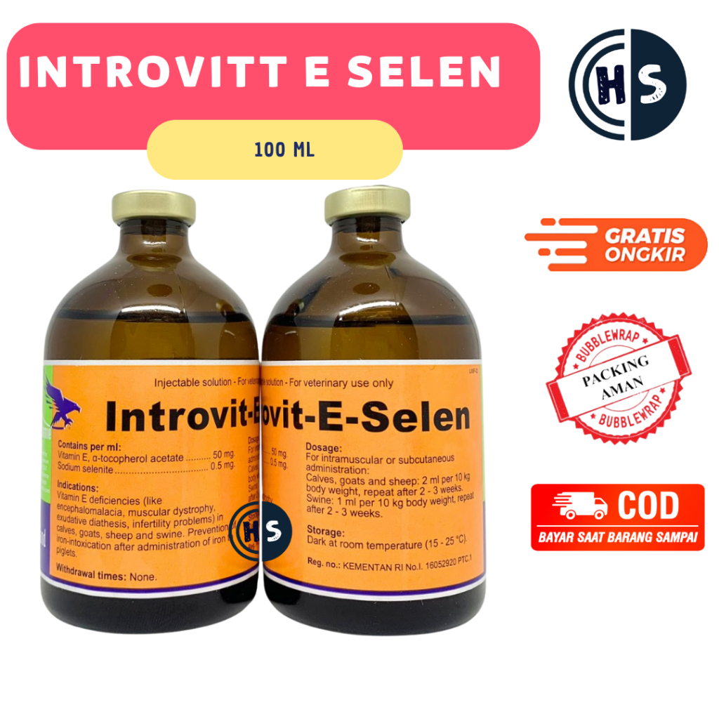 Jual INTROVIT E SELEN 100 ml - Vitamin E Selenium Injeksi Hewan Holland ...