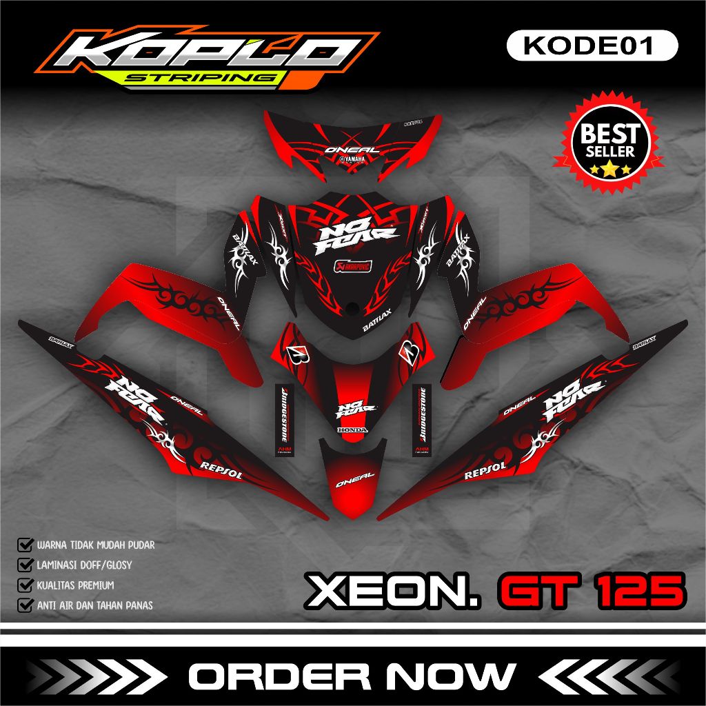 Jual Stiker Striping Decal Full Body XEON GT 125 - Sticker Decal Full ...