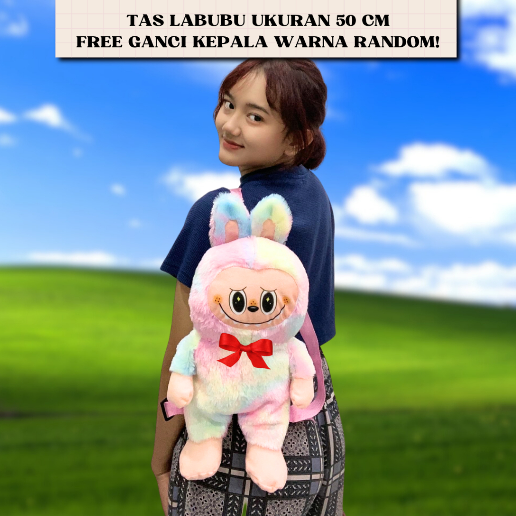 Jual TAS LABUBU LUCU WARNA RAINBOW UKURAN 50CM BONUS GANCI | Shopee ...