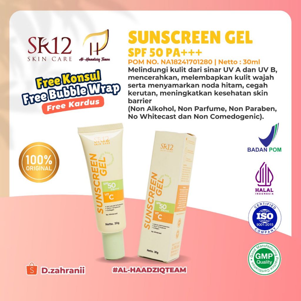 Jual SR12 100%ORI-SUNSCREEN GEL SPF50 PA+++ WITH VITAMIN C COLLAGEN ...