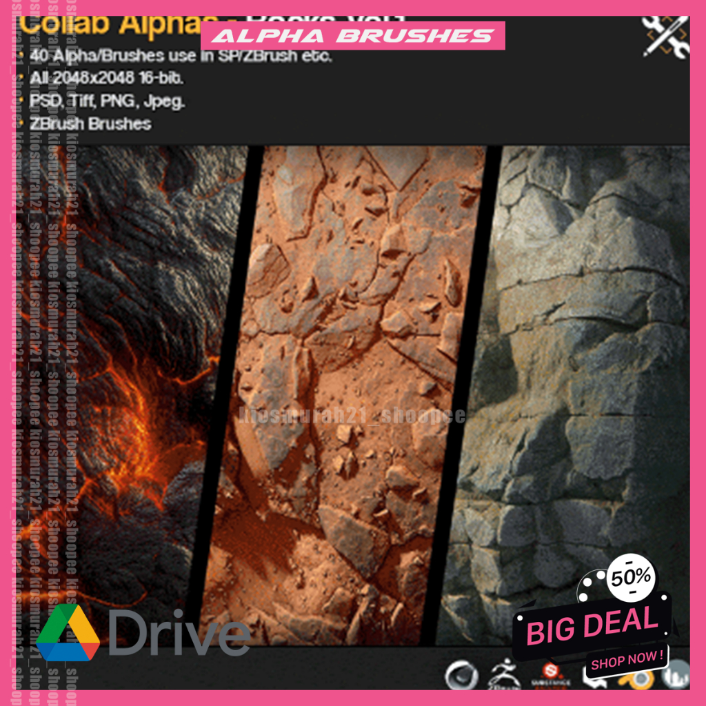 Jual JRO Rock Brushes Daniel Thiger Alpha Map Brushes Alphas | Shopee ...