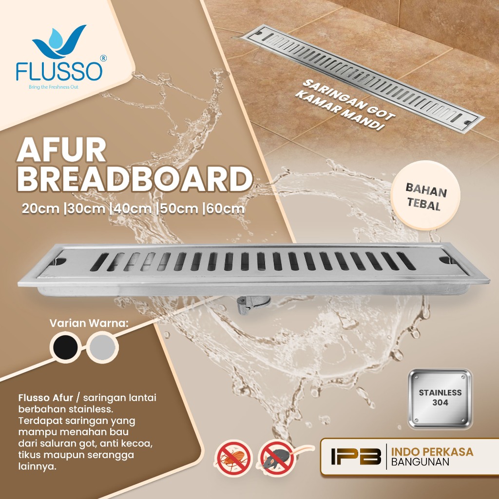 Jual FLUSSO Smart Floor Drain Stainless Saringan Got Kamar Mandi Afur ...