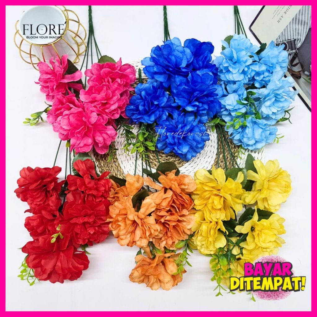 Jual Bunga Carnation Anyelir Cabang 5/Bunga Artificial Mawar Dekorasi ...