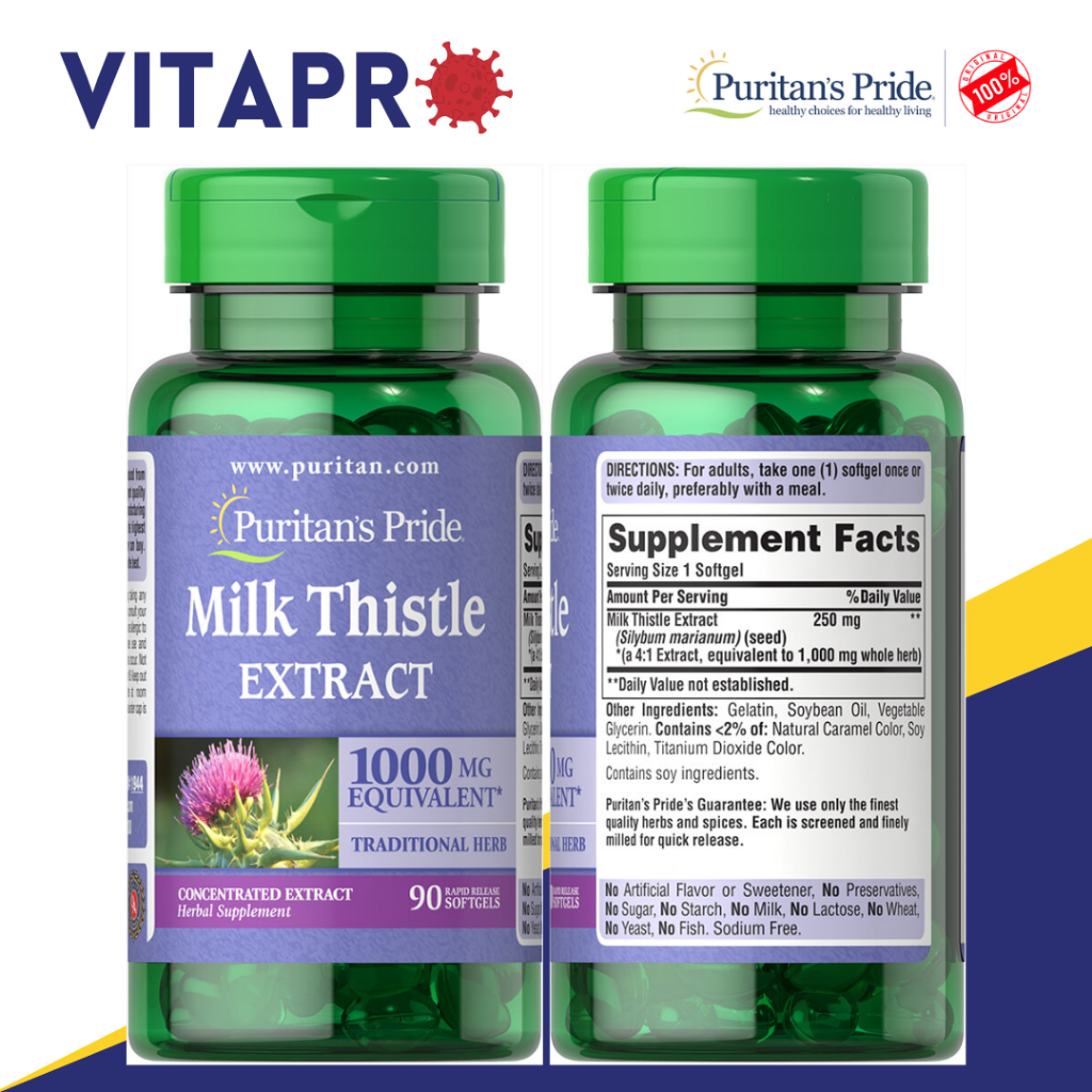 Jual Puritan Pride Milk Thistle 4:1 Extract 1000 mg Silymarin ORIGINAL ...