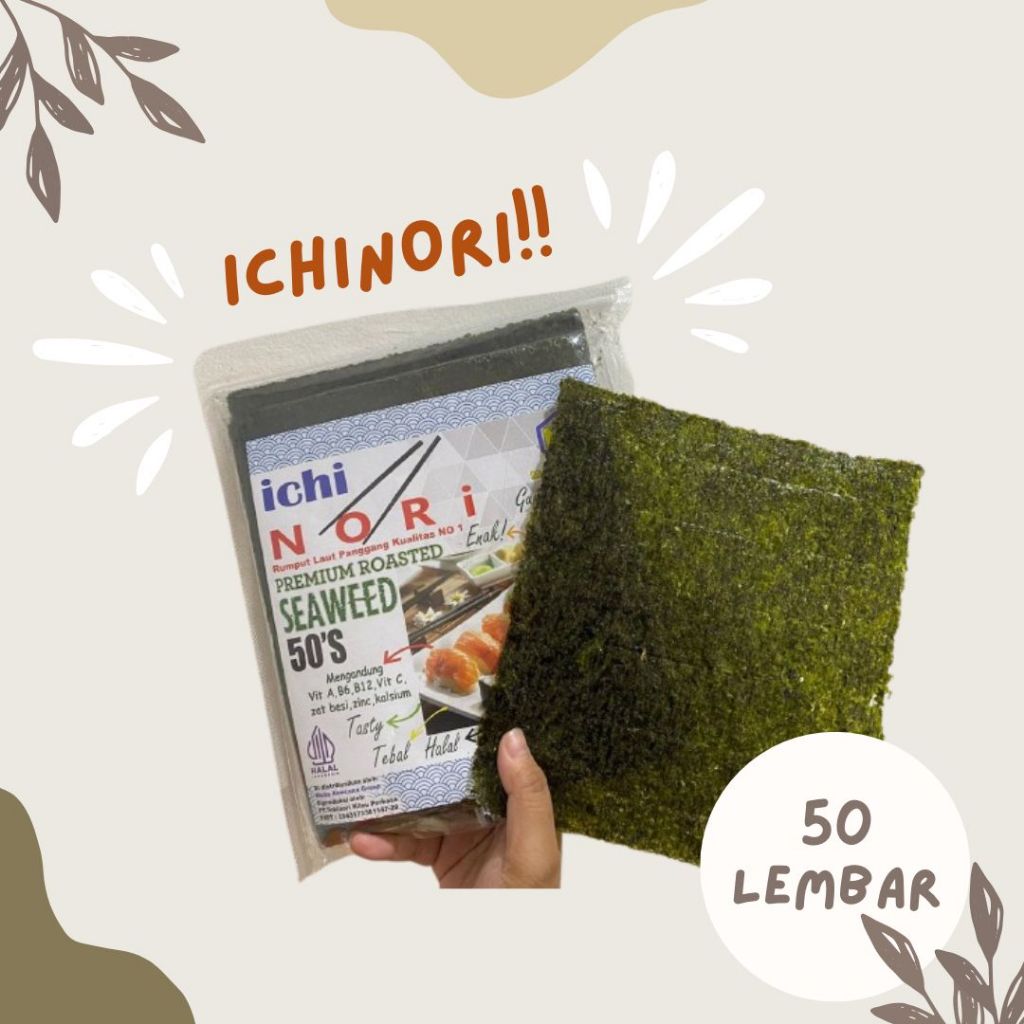 Jual ICHINORI SUSHI 50S / NORI HALAL / NORI PANGGANG / NORI KIMBAB (K) | Shopee Indonesia
