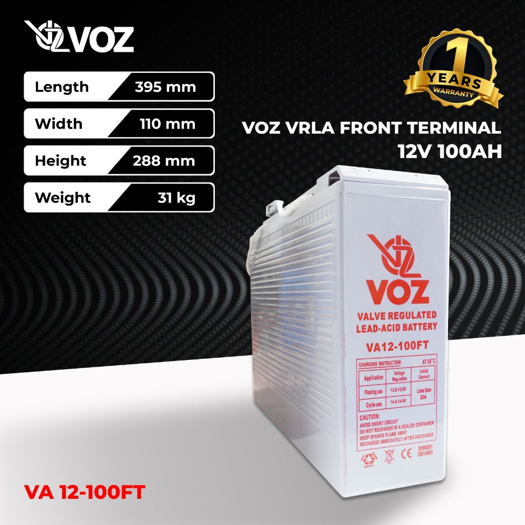 Jual VOZ VRLA 12V 100Ah 100 Ah Front Terminal Aki Kering Baterai ...