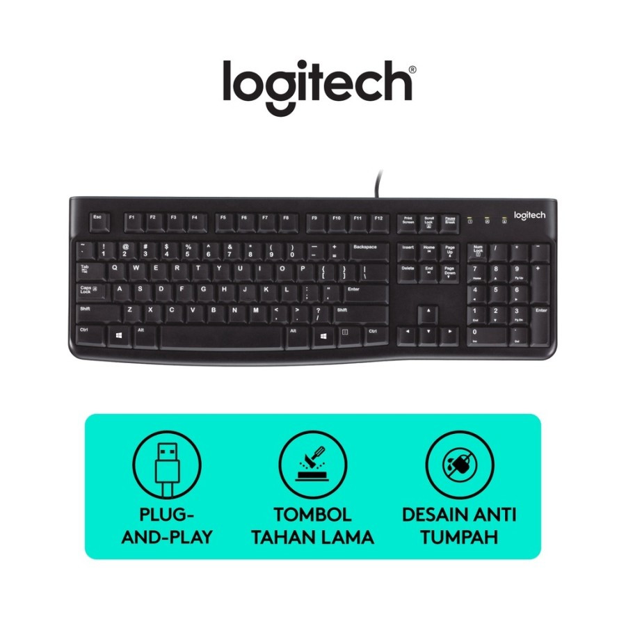 Jual LOGITECH CABLE KEYBOARD K120 USB / KEYBOARD K 120 ORIGINAL ...