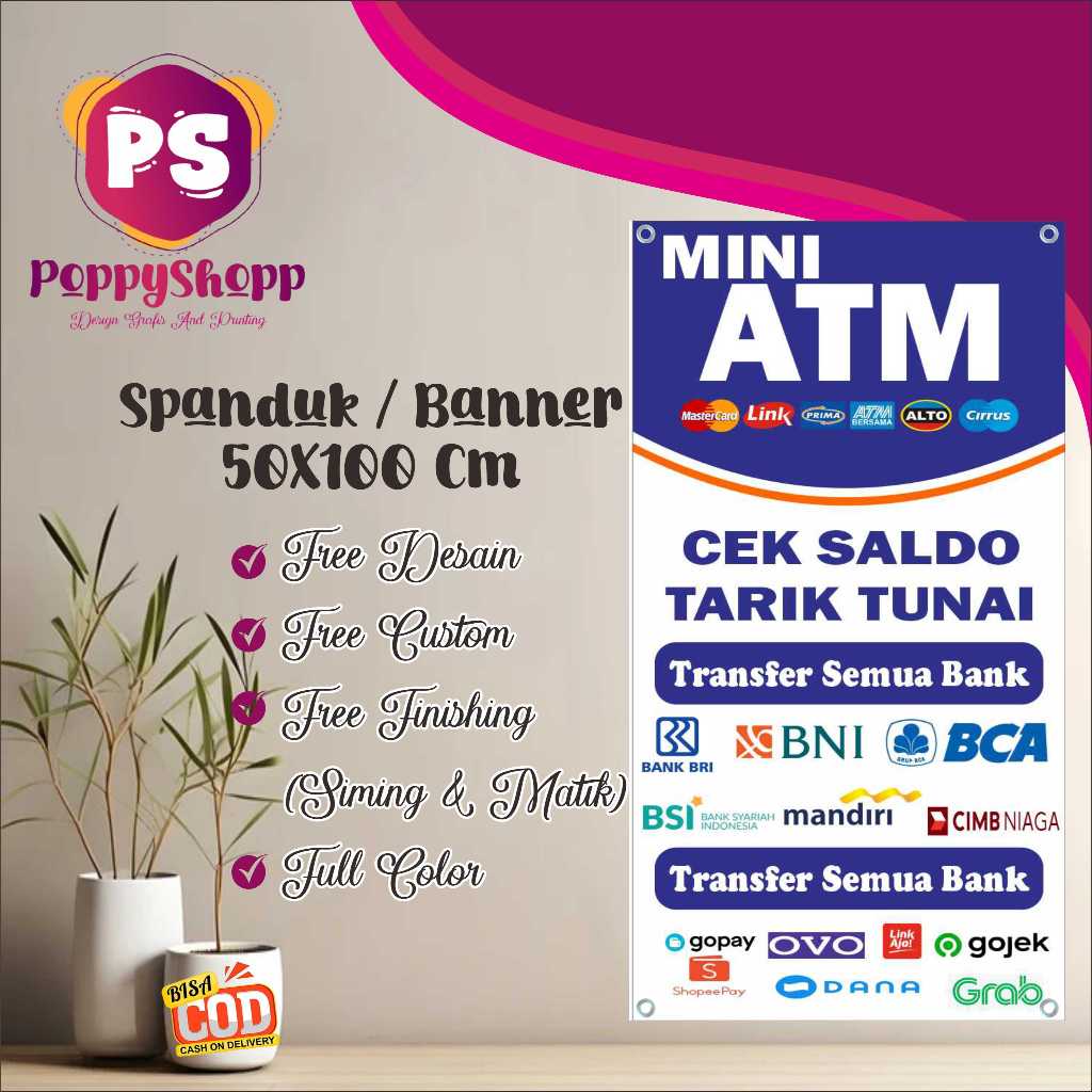 Jual Spanduk Banner 50X100 Cm Mini ATM Bisa Custom Desain Harga ...