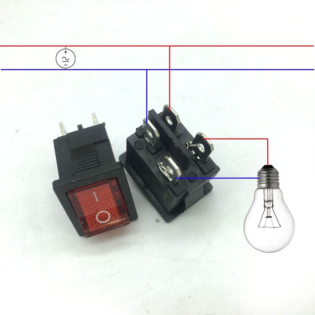 Jual KCD1 104 2 kaki 4 kaki pin 6A 250V / 10A 125V Saklar Power Rocker ...