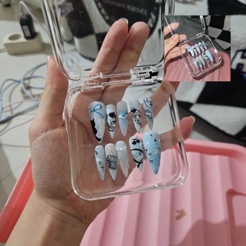 Jual [ready stock] press on nails gojo jujutsu kaisen custom kuku palsu ...