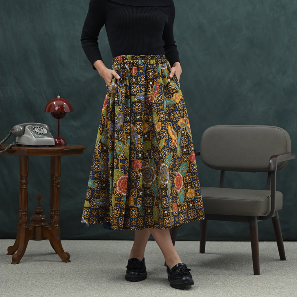 Jual NONA RARA - Keke Skirt Encim Blue P0373, Rok batik wanita modern ...