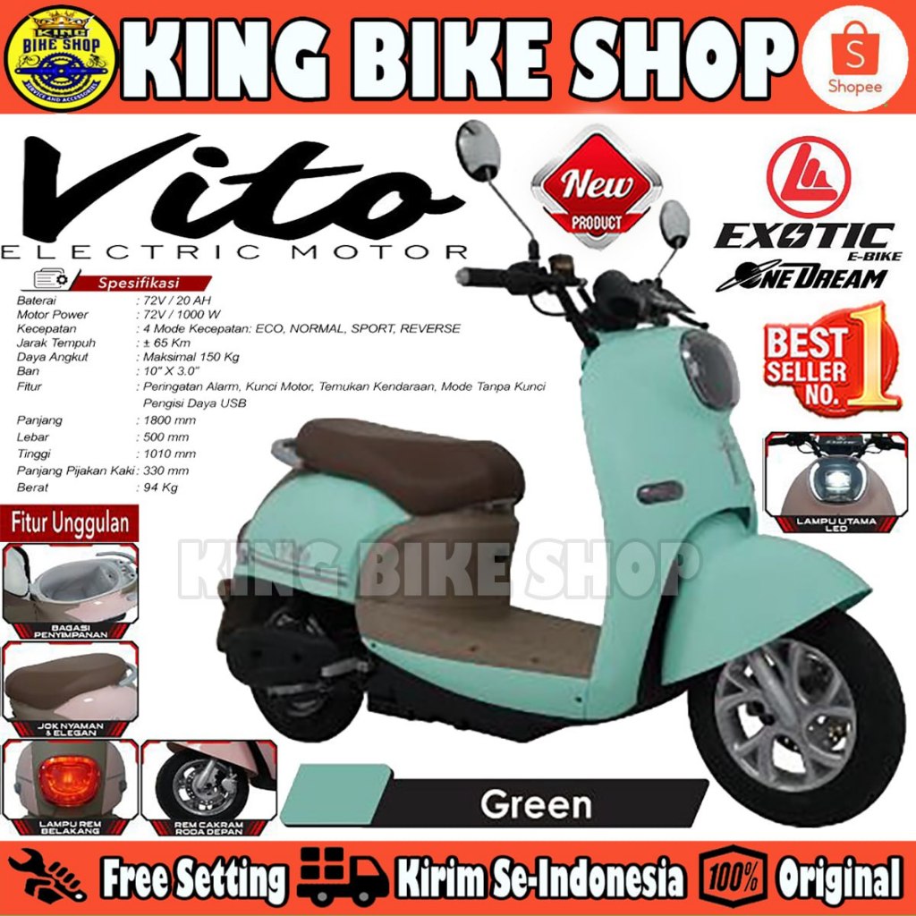 Jual Sepeda Motor Listrik EXOTIC VITO Electric E Bike 1000 Watt New ...