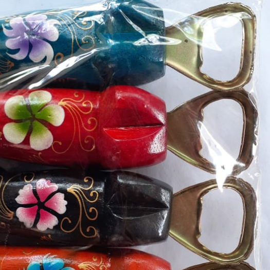 Jual Kerajinan Pembuka Botol kayu lukis 1set isi 5pcs handmade Bali ...