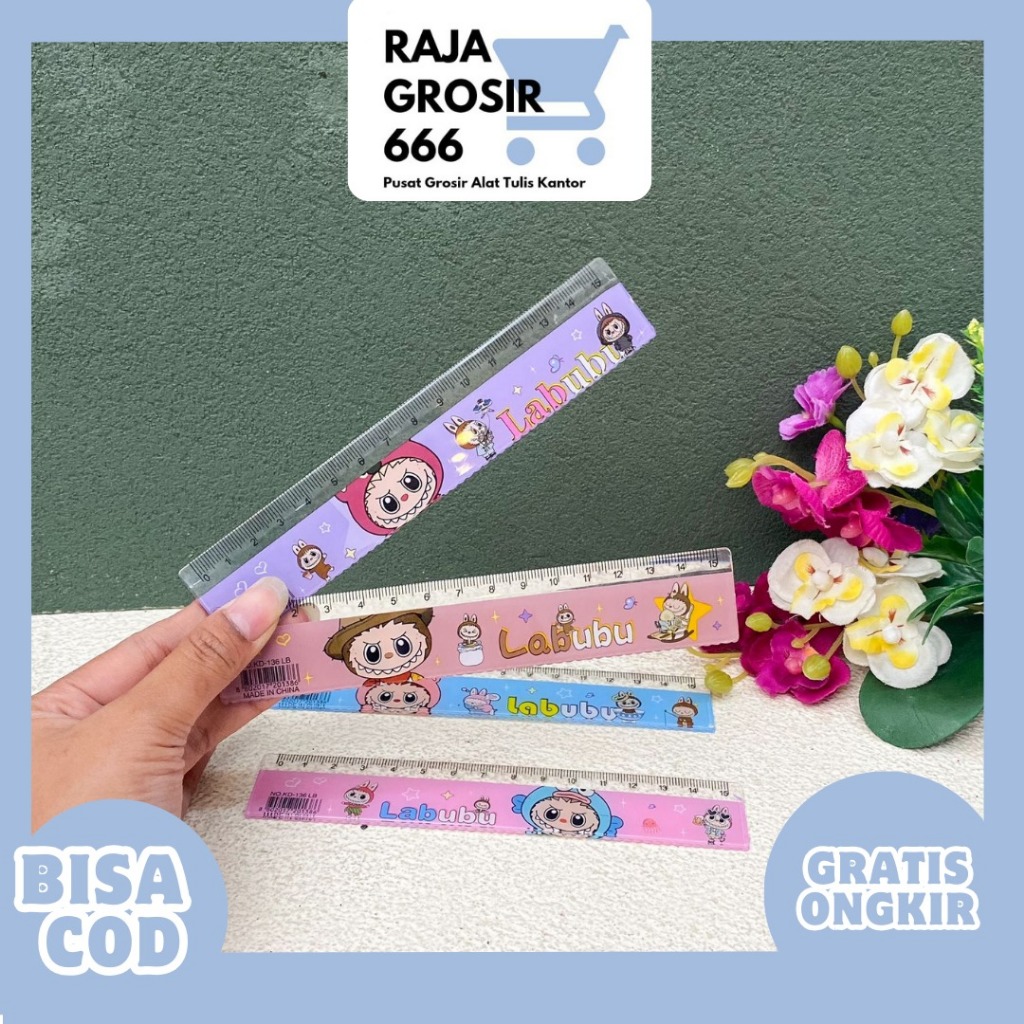 Jual PENGGARIS PLASTIK 15 CM GAMBAR LABUBU PGG-1683 RULER ALAT TULIS ...
