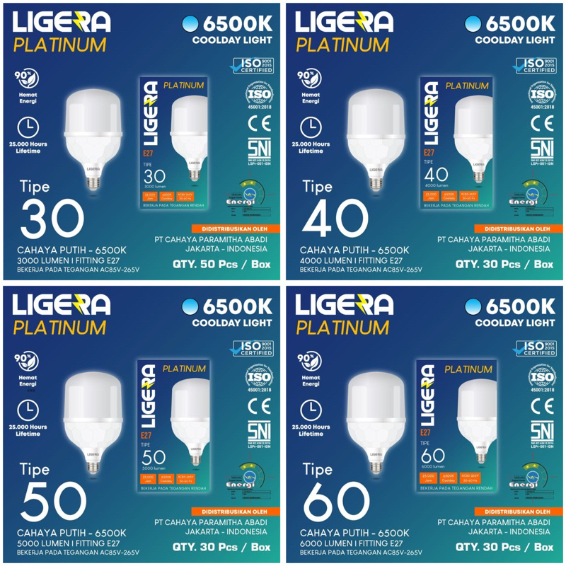 Jual Ligera Platinum Bohlam Lampu Led Warna Cahaya Putih / coolday light Hemat Listrik Dan Tahan ...