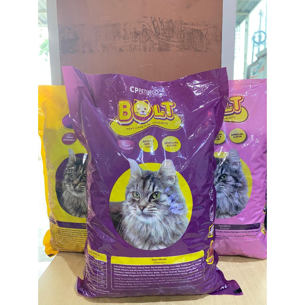Jual Makanan Kucing Bolt - Catfood Bolt Repack 800Gr Kibble ikan donat ...