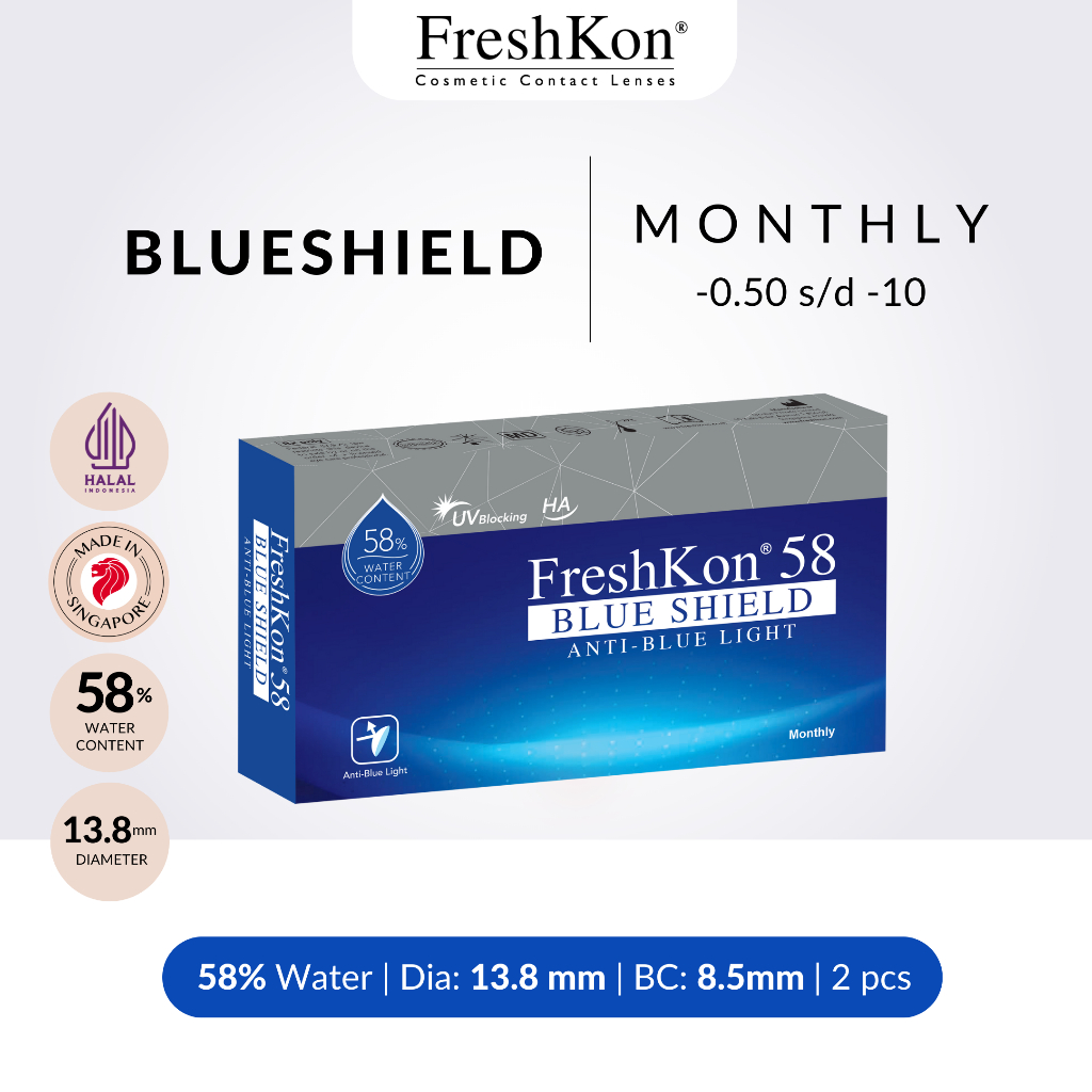 Jual FreshKon® 58 Blue Shield - Clear Monthly/Softlens Bening Bulanan ...