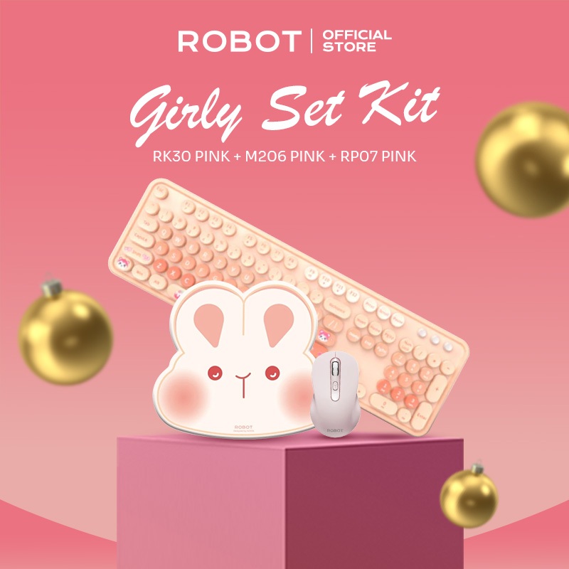 Jual [ GIRLY SET KIT ] BUNDLING ROBOT PC KEYBOARD Kabel RK30 Pink ...