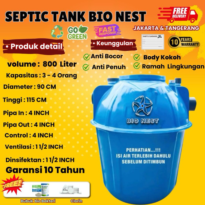 Jual septic tank bio biotank biotech biotaff biofil bionest 800 liter ...