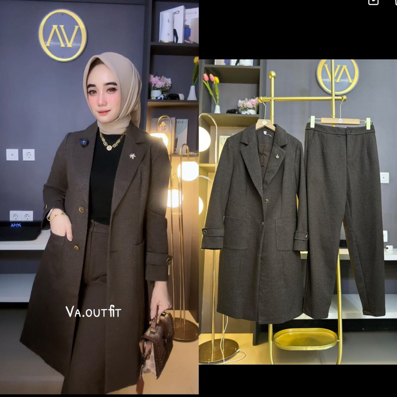 Jual VAOUTFIT JANEVA Set Long Blazer dan Celana WANITA PREMIUM KASUAL ...