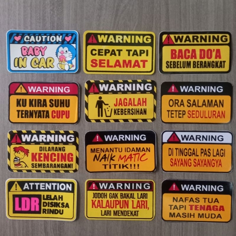 Jual STIKER VINYL WARNING/PERHATIAN PANJANG 8 CM LEBAR 5 CM | Shopee ...