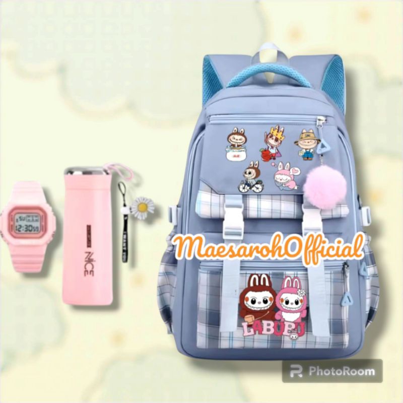 Jual READY Tas labubu anak BANYAK BONUSNYA COMBO HEMAT Tas Sekolah Anak Perempuan Motif LABUBU ...