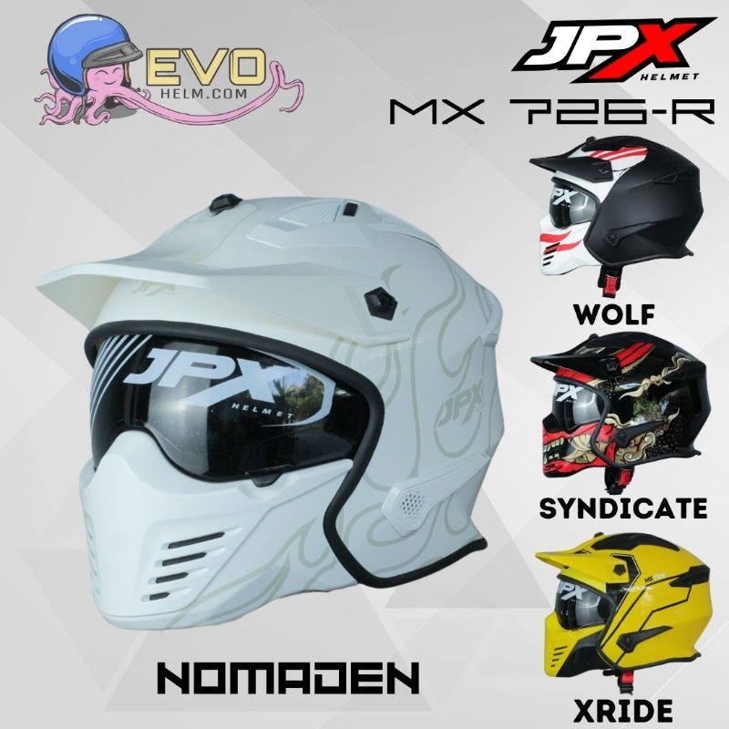 Jual HELM JPX MX-726R ORIGINAL MOTIF DOFF / GLOSS, HELM JPX MOTOCROSS MX726R DUAL MODE INNER ...