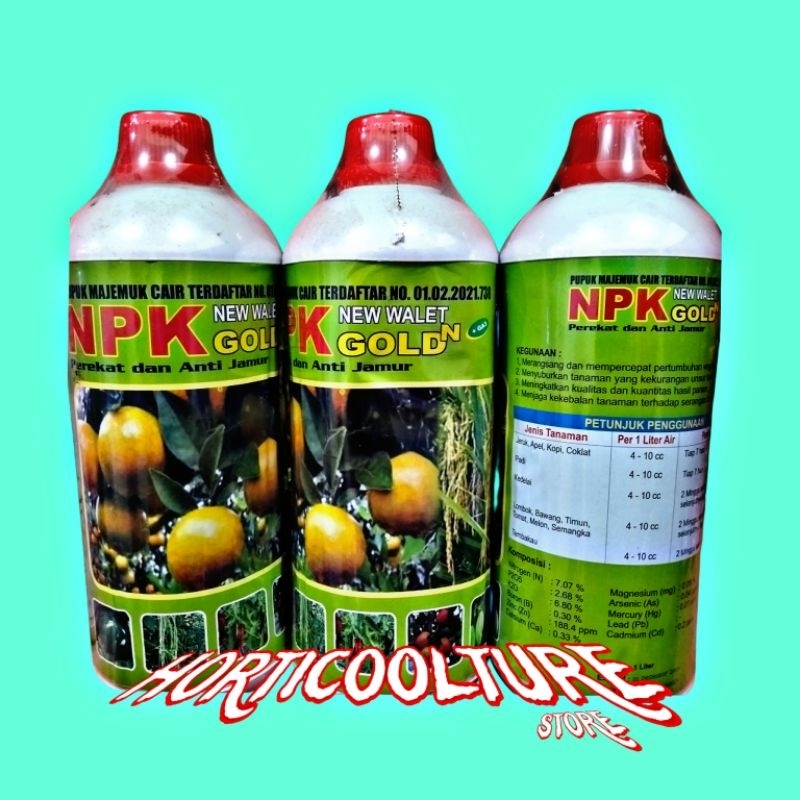 Jual pupuk npk gold 1 liter pupuk lengkap daun buah majemuk plus anti jamur plus ga3 zpt ...