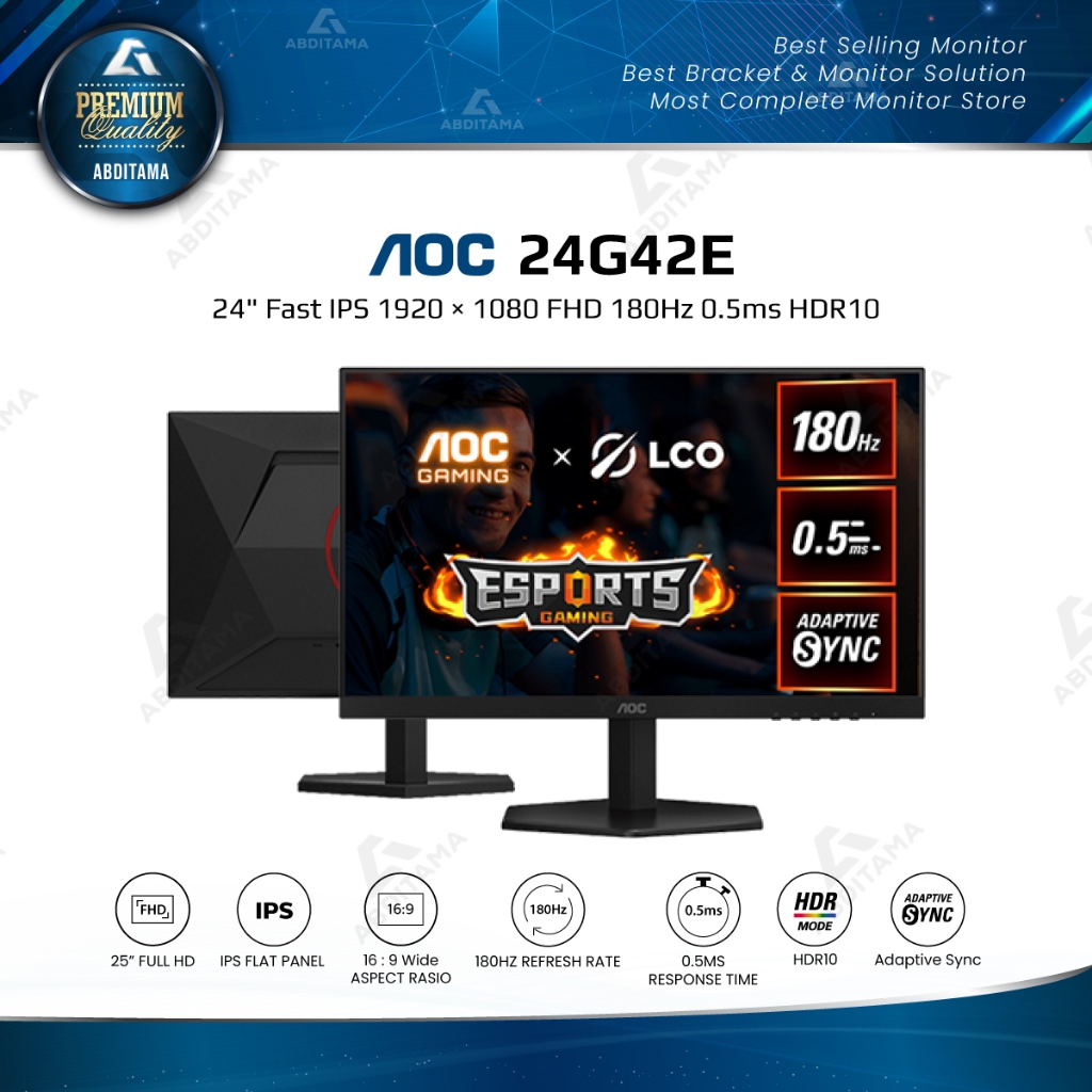Jual Monitor LED AOC 24G42E 24" Fast IPS 1920 × 1080 FHD 180Hz 0.5ms ...
