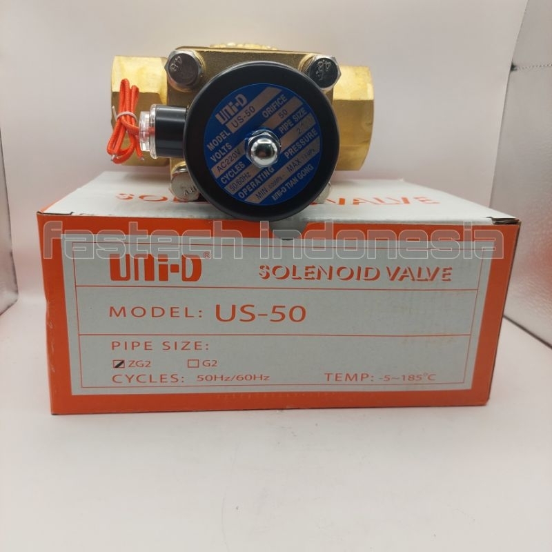 Jual SOLENOID VALVE STEAM UNI D US-50 DRAT 2"INCH VOLTAGE AC220V-DC24V | Shopee Indonesia