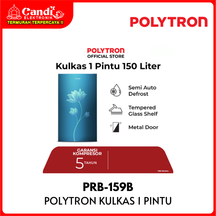 Jual POLYTRON Kulkas 1 Pintu 150 Liter Gross Capacity PRB 159 B ...