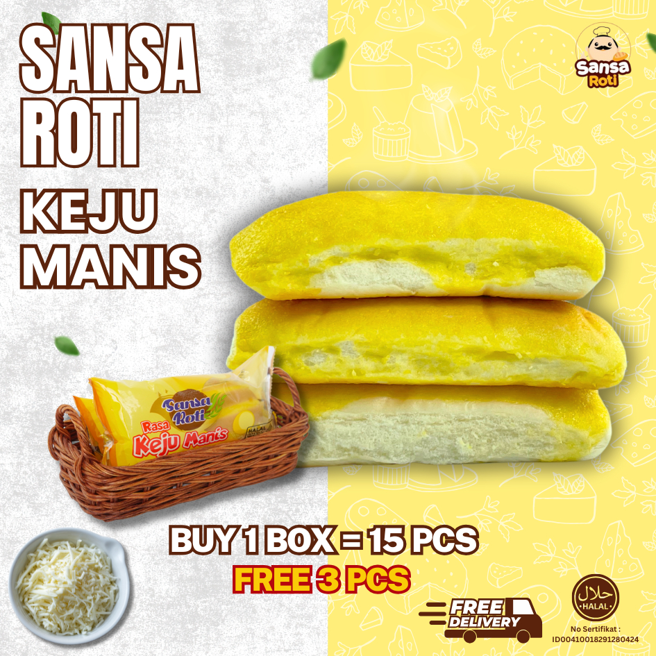 Jual Sansa Roti Rasa Keju Manis isi 15 Pcs + (FREE 3 PCS) | Cemilan ...