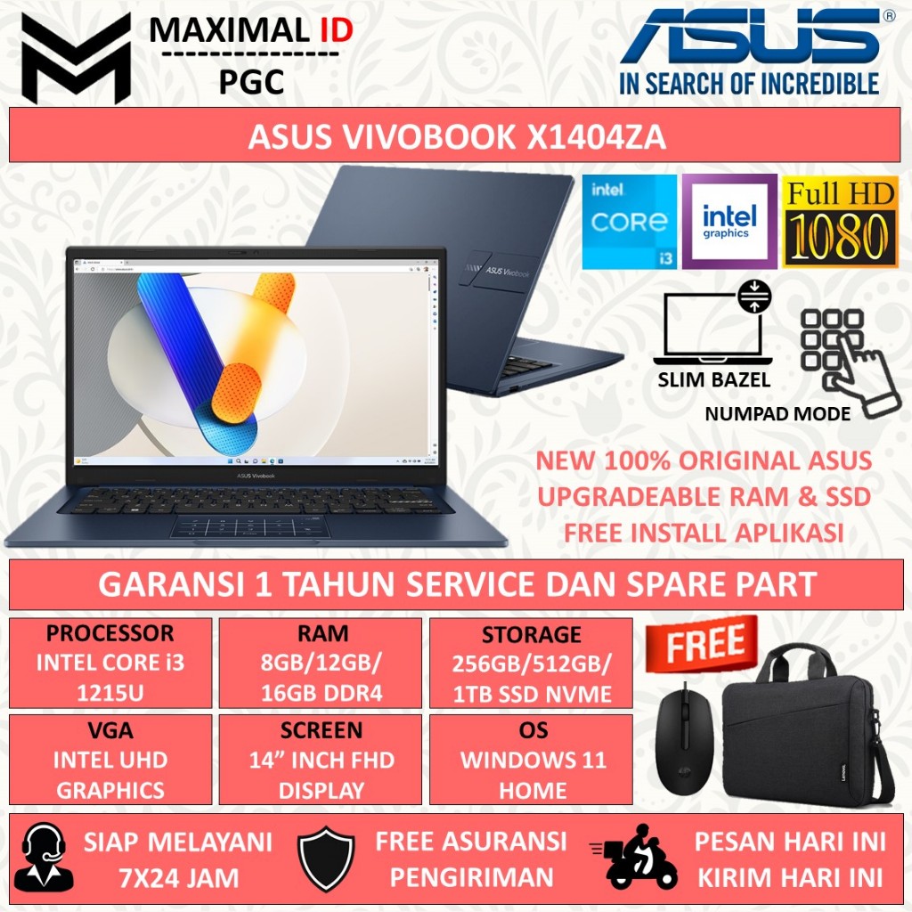Jual Laptop Asus Vivobook X1404za Intel Core i3 1215U Ram 16GB 512GB ...