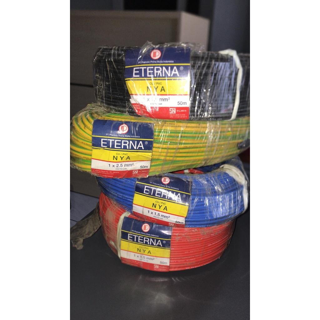 Jual Kabel Listrik ETERNA NYA 1x1,5mm Kawat Tunggal 1x1.5mm 1 ROL (50M&100M) | Shopee Indonesia