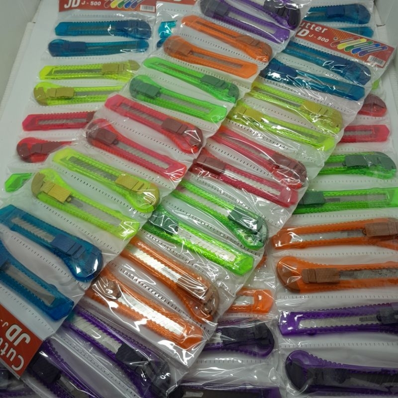 Jual (12PCS) CUTTER RENCENG BESAR LEMBARAN/KATER Cutter Stainless Murah ...