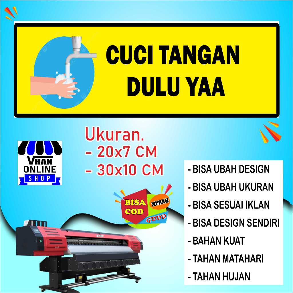 Jual Cetak Sticker Tulisan Cuci Tangan Bahan Bagus Kuning | Shopee ...
