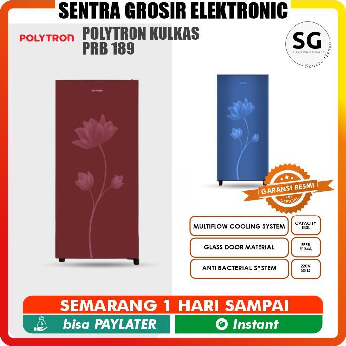 Jual Kulkas 1 Pintu POLYTRON PRB 189 B 180 Liter Metal Door Semi ...