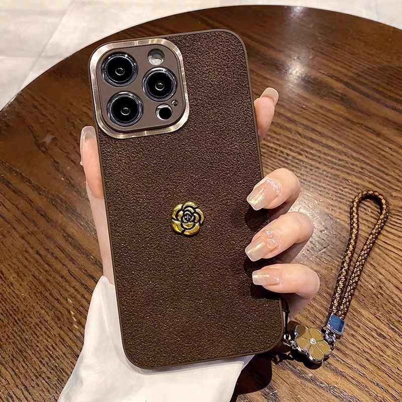 Jual [COD ] ins Luxury Style Metal Camellia Flower Brown Premium ...