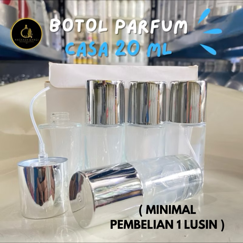 Jual BOTOL KACA PARFUM 20 ML / BOTOL CASA 30 ML - TUTUP SILVER SPRAY DRAT | Shopee Indonesia