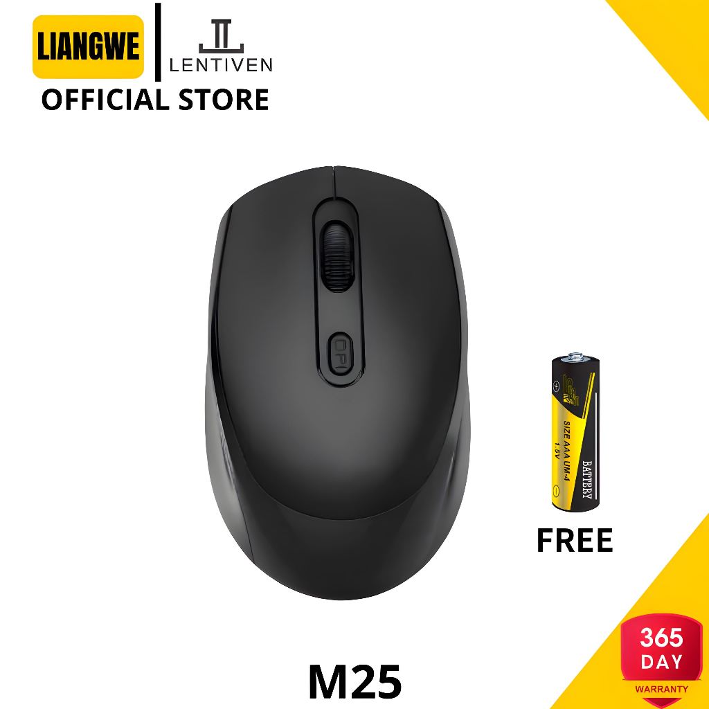 Jual LIANGWE Mouse Wireless LENTIVEN M25 2.4G 1600DPI Receiver USB untuk PC Laptop Garansi 1 ...