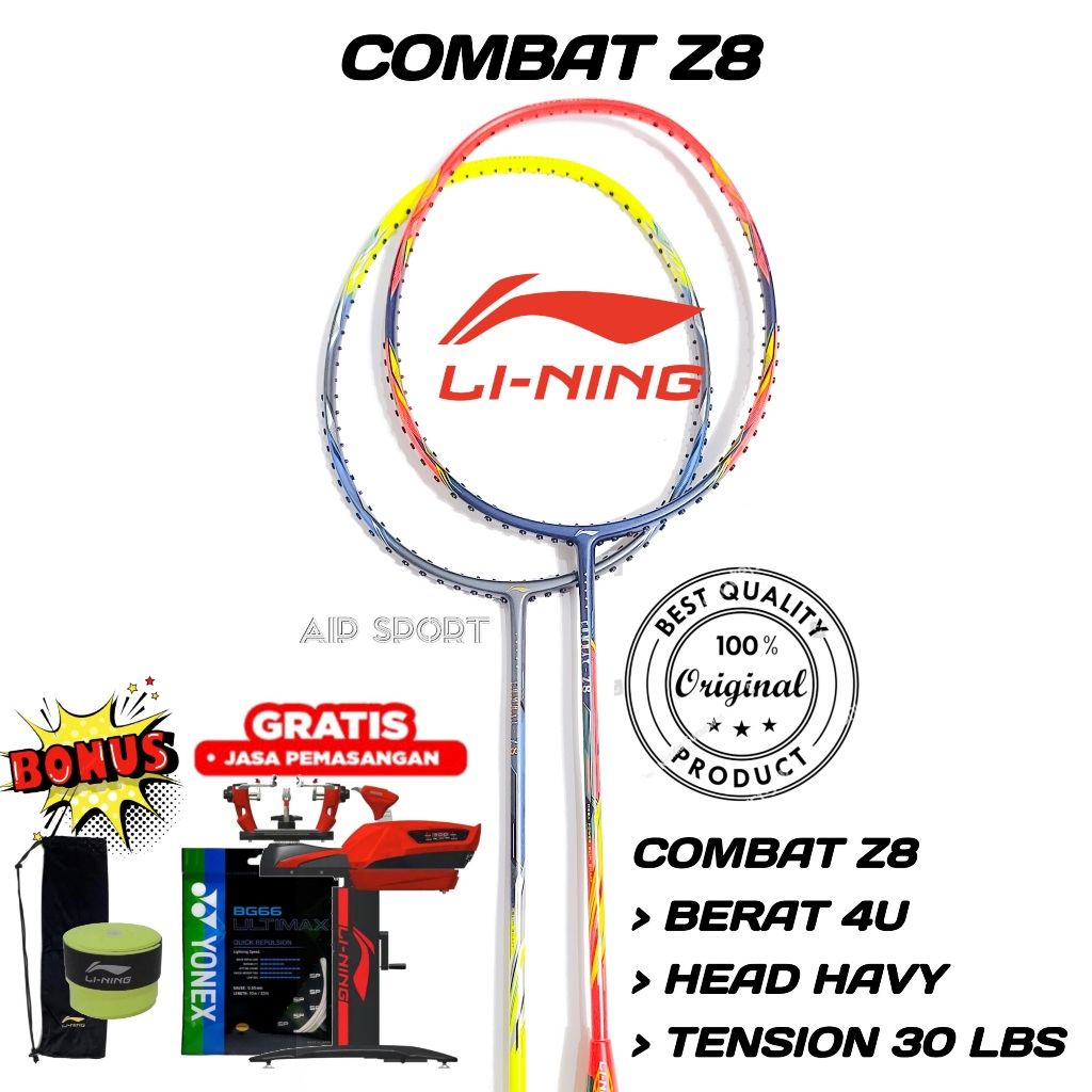 Jual RAKET BADMINTON LINING COMBAT Z8 ORIGINAL | Shopee Indonesia