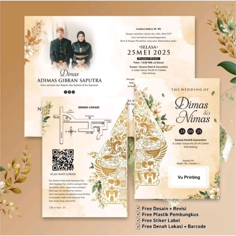 Jual Cetak Prin Undangan Nikah Pengantin Tema Jawa Ulem Serat | Shopee ...