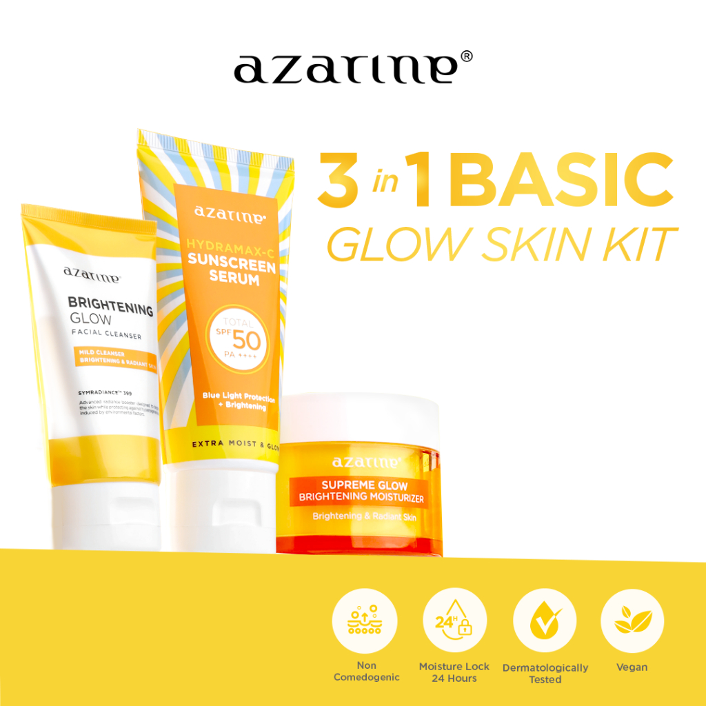 Jual Azarine Basic Glow Skin Kit [3 pcs] Paket Basic Skincare Mencerahkan Proteksi sinar UV ...