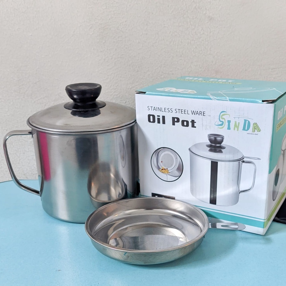 Jual Oil Pot Wadah Saringan Minyak Goreng Stainless Steel / Gelas ...