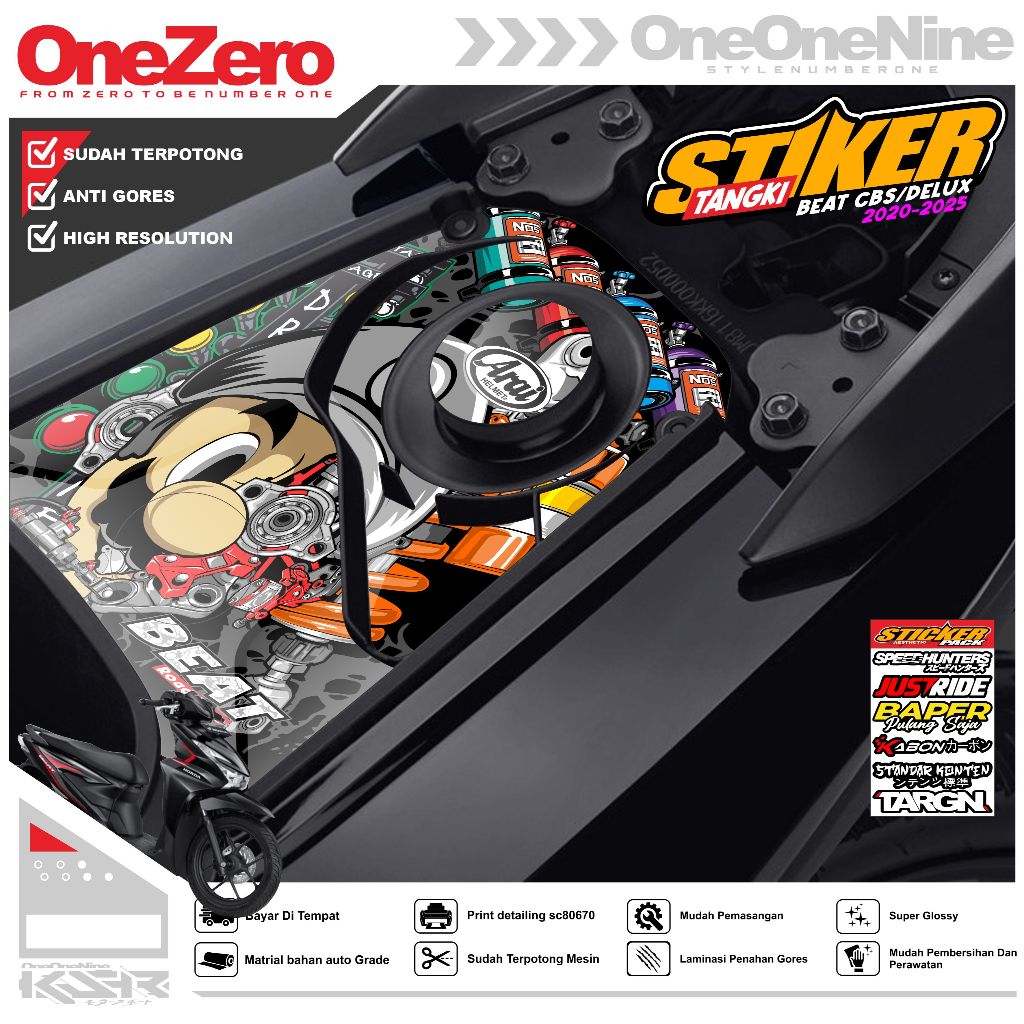 Jual OneZero Stiker Tangki Beat CBS/DELUX 2020-2025 Custom Desain Tengki Honda | Shopee Indonesia