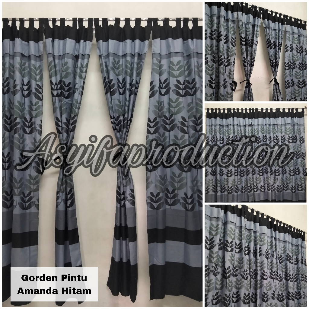 Jual Gorden Pintu Tali Motif Bunga Amanda Hitam Aestetik cantik model ...